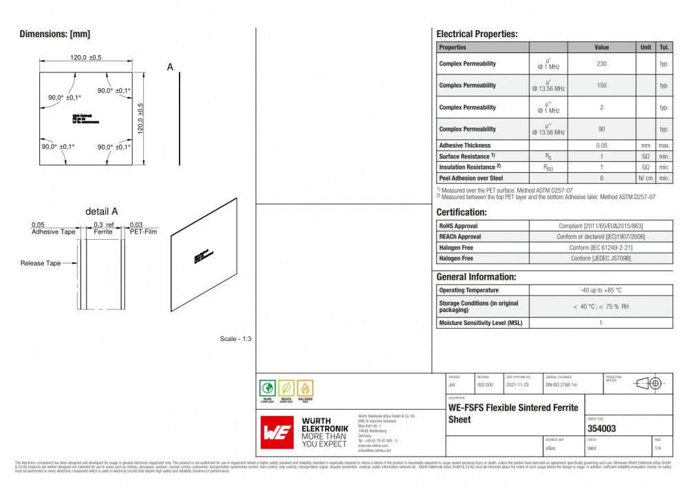 354003 datasheet page 1