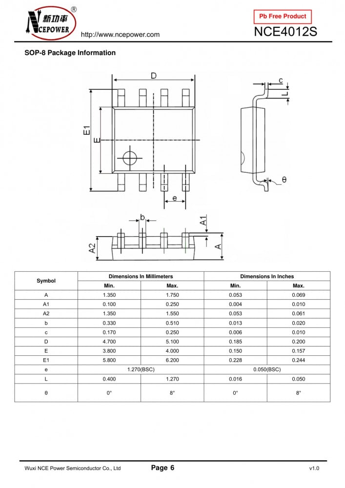 NCE4012S datasheet page 6