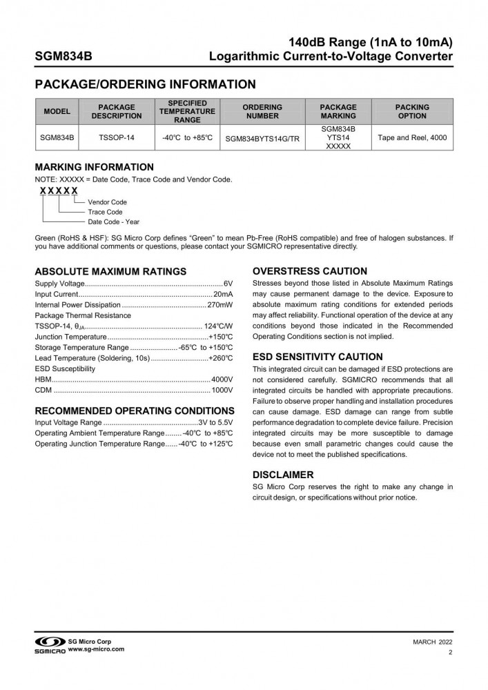 SGM834B datasheet page 2