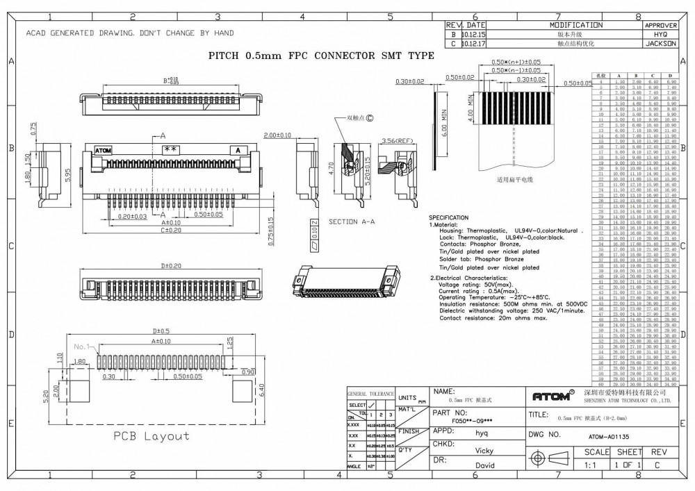 ATOM FPC05005-09201 technical drawing preview