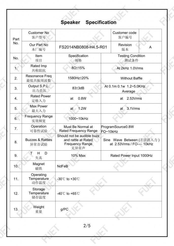 FUET FS2014NB0808-H4.5-R01 test page