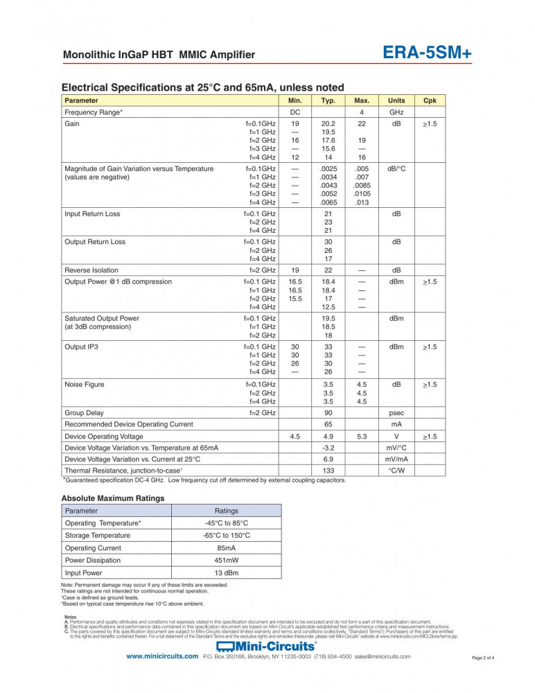 ERA-5SM+ datasheet page 2