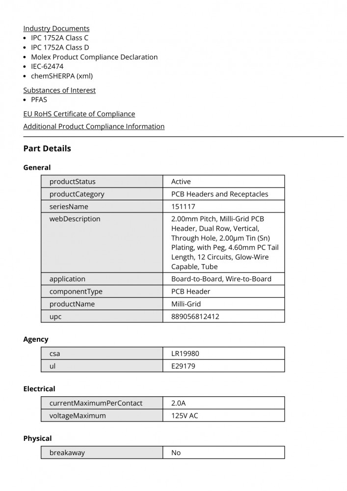 MOLEX product specification page 2