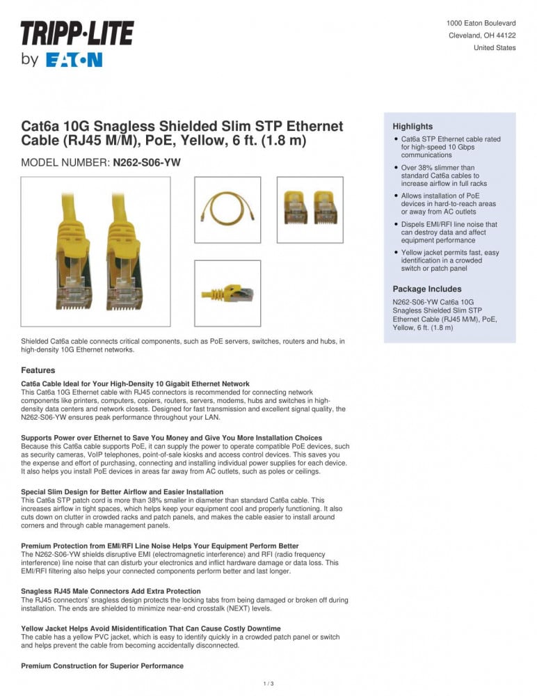 N262-S06-YW technical document page 1