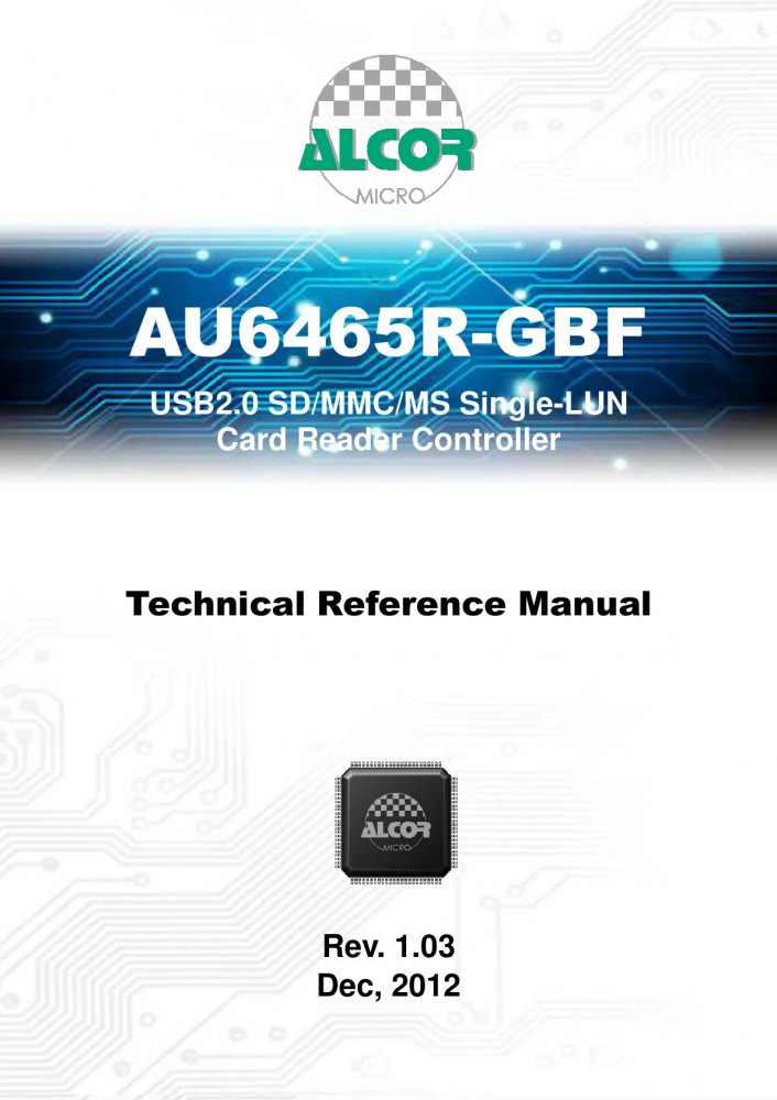 AU6465R technical reference manual page 1