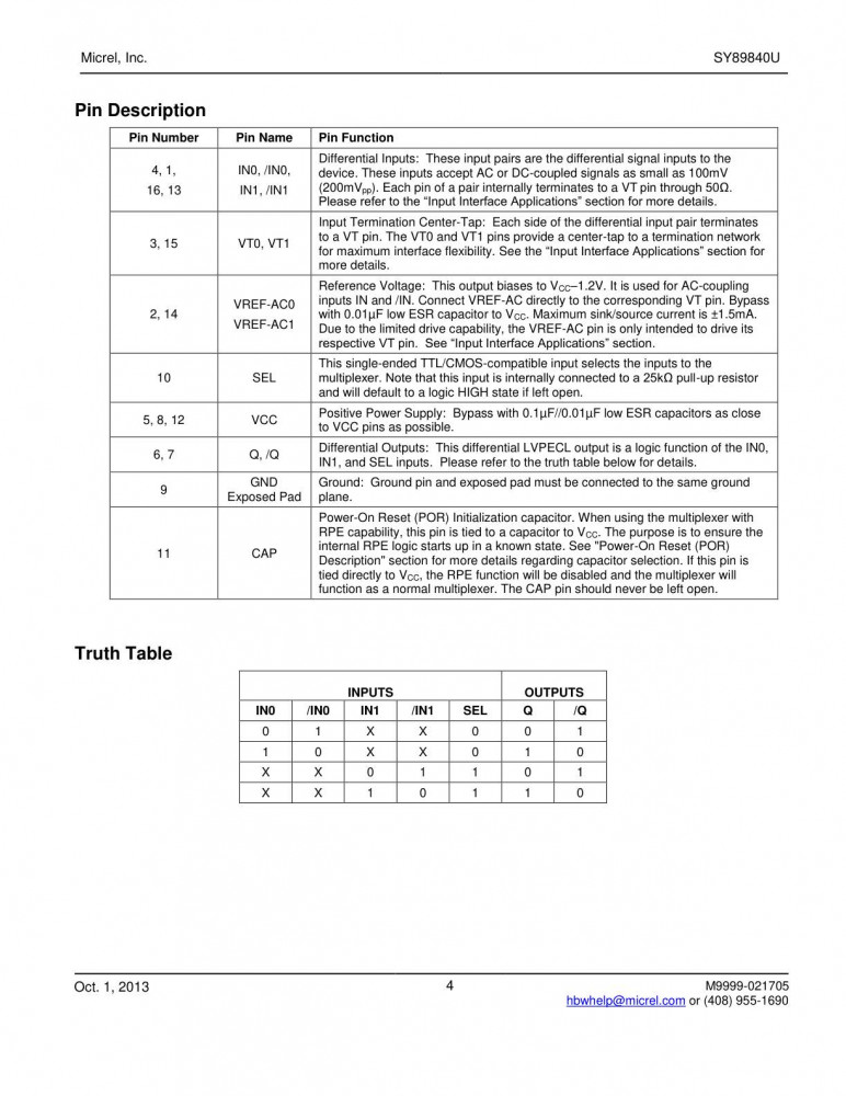 SY89840U datasheet page 4