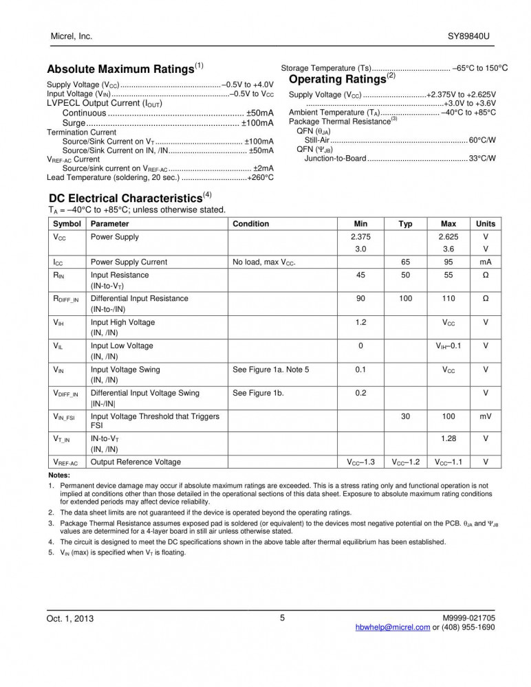 SY89840U datasheet page 5