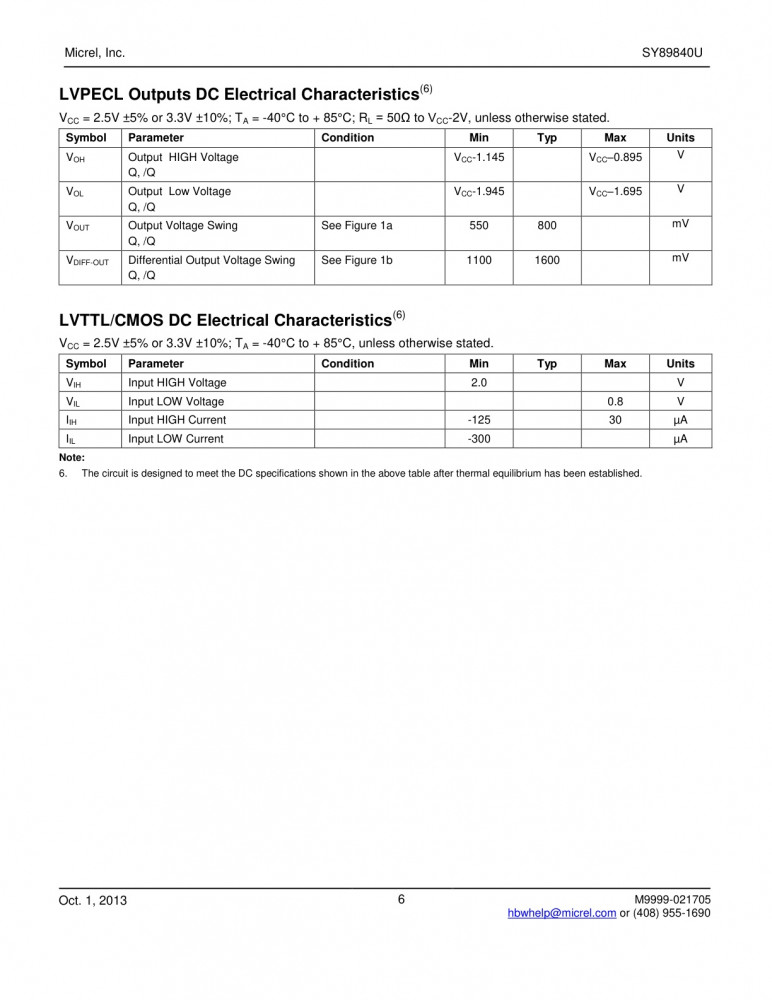 SY89840U datasheet page 6