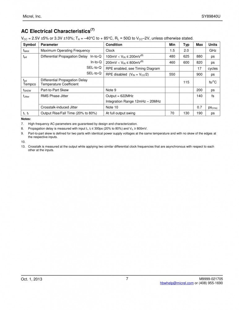 SY89840U datasheet page 7