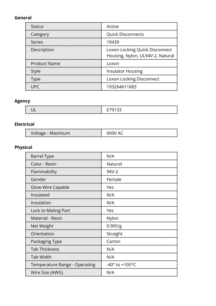 Product document page 2 for Molex 194390007