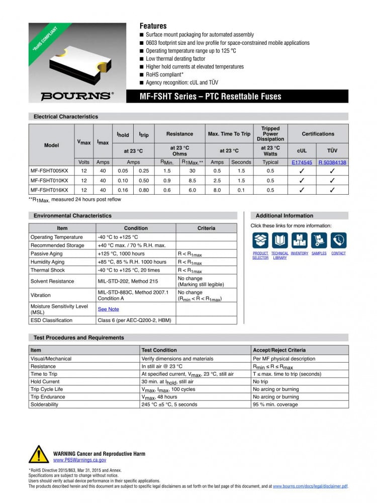 BOURNS MF-FSHT datasheet page 1