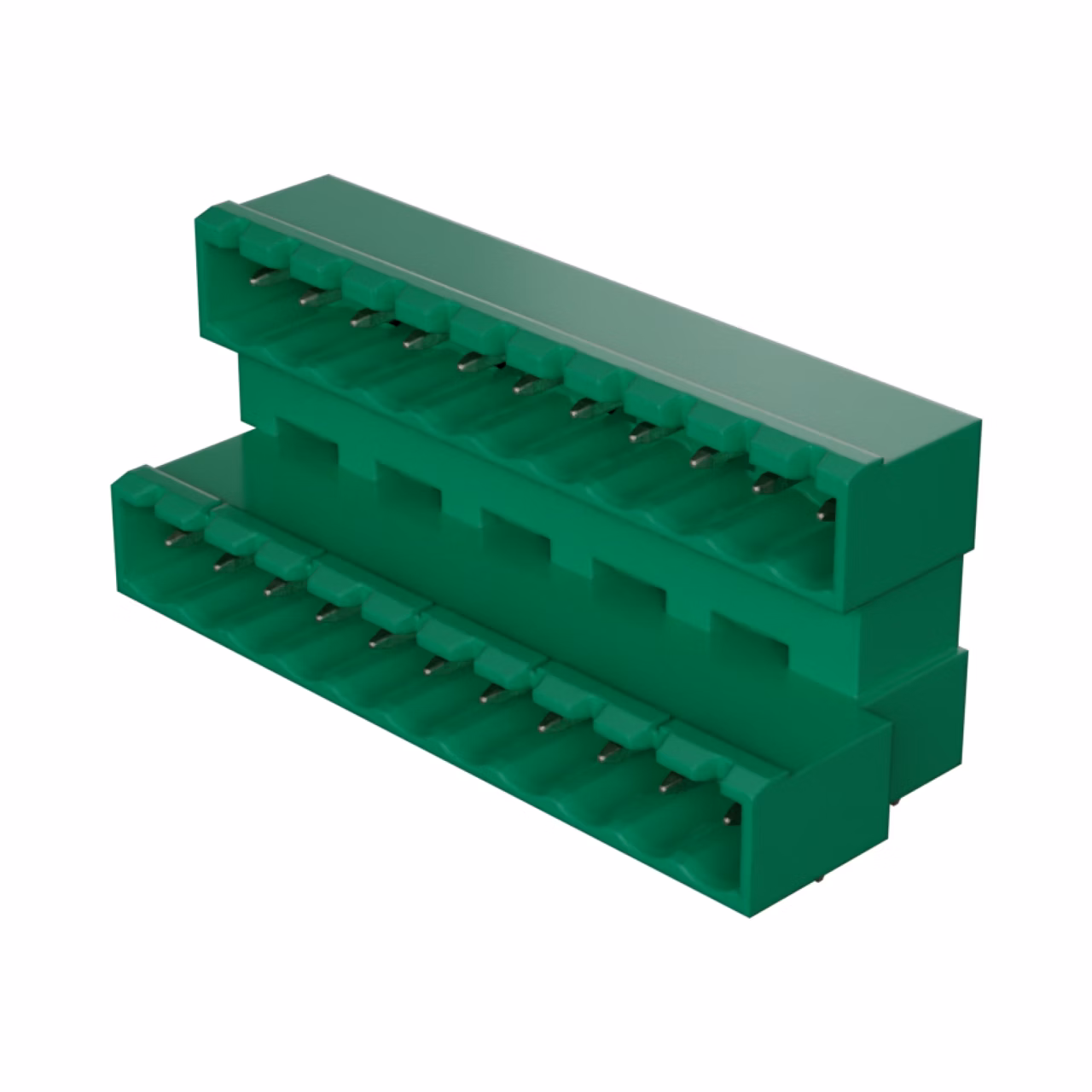 5.00mm Pitch Eurostyle Horizontal Dual Level PCB Header, Closed Ends, Green Housing, 22 Circuits for sale