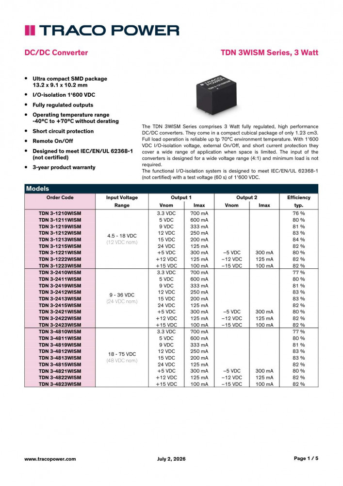 TDN 3WISM technical document page 1