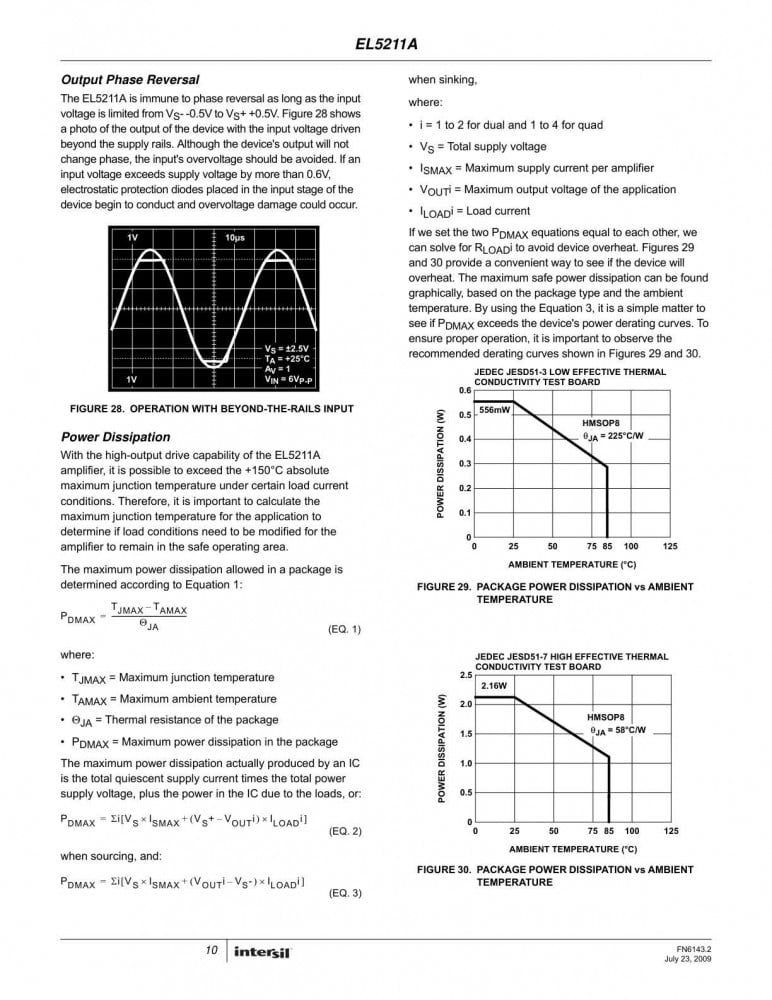 EL5211AIYEZ-T1 datasheet page 10