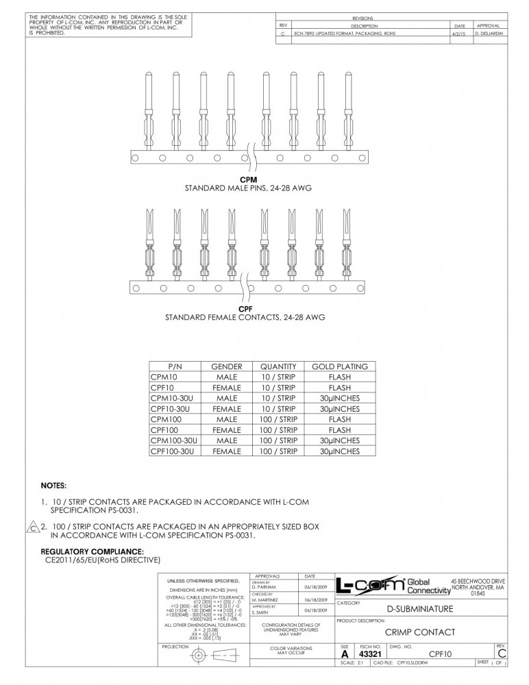 L-com CPF100-30U technical drawing preview