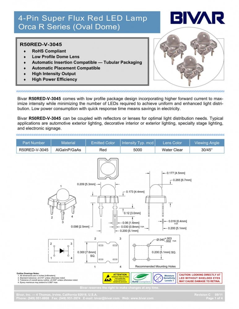 BIVAR R50RED-V-3045 datasheet page 1
