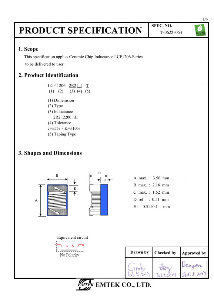 LCF1206 specification page 2