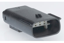 MX150 Mat-Sealed Male Connector Assembly with Shorting Bars, Single Row,  4 Circuits, Keying Option B, without Connector Position Assurance, Light Gray for sale