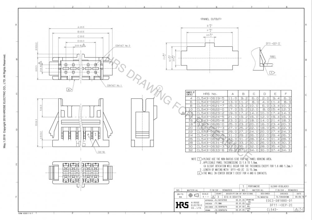HRS DF11-4DEP-2C technical drawing page