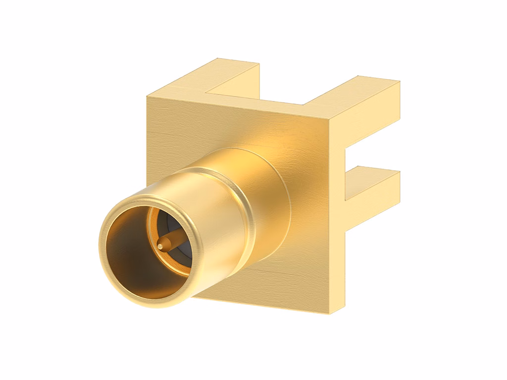 SMB Jack, Straight, PCB Receptacle, Edge Mount, Brass Body, Gold (Au) Plated, Air Dielectric, Tray, 75 Ohms for sale