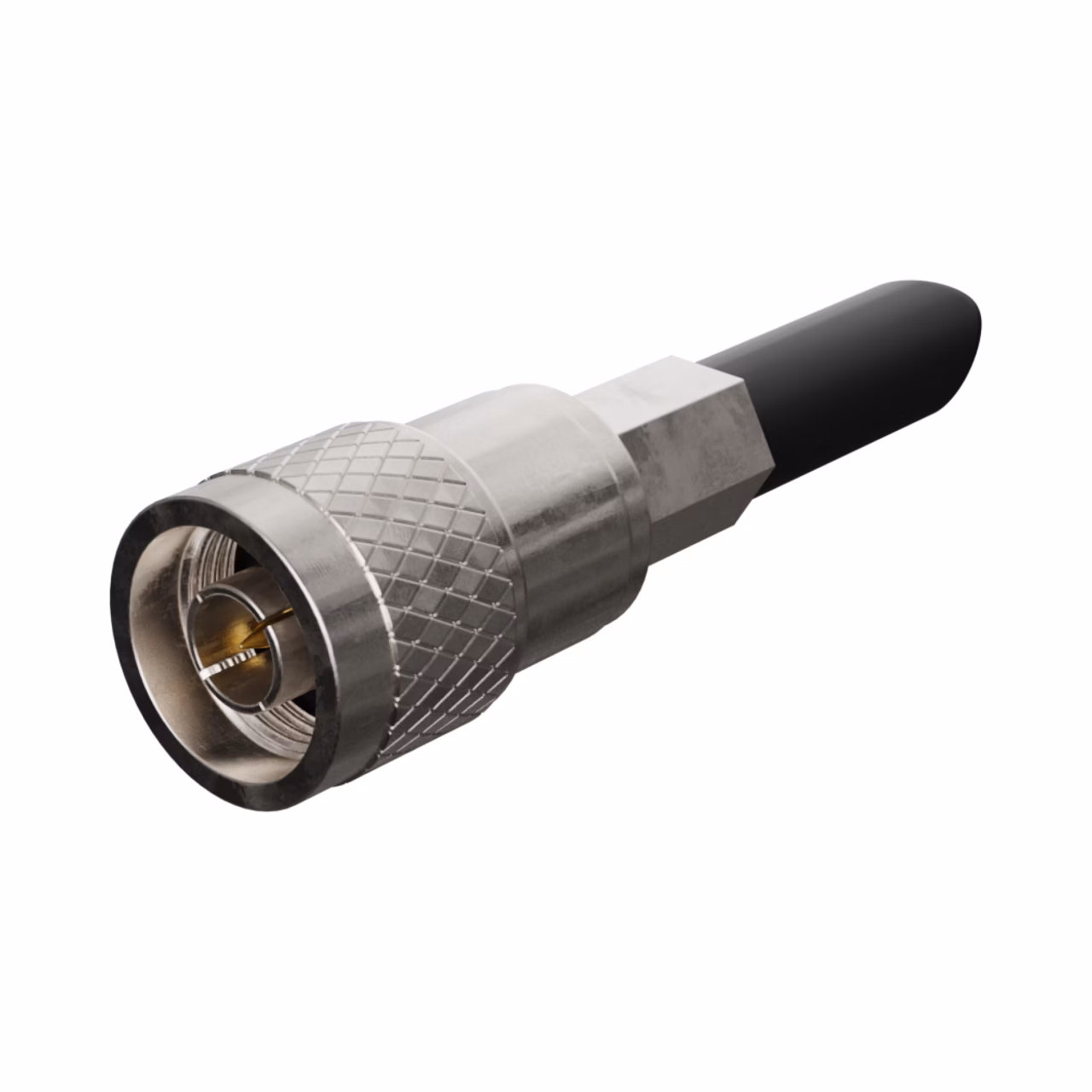 N Plug, Straight, Crimp, LMR-400 Cable, Brass Body, Nickel (Ni) Plated, 50 Ohms for sale