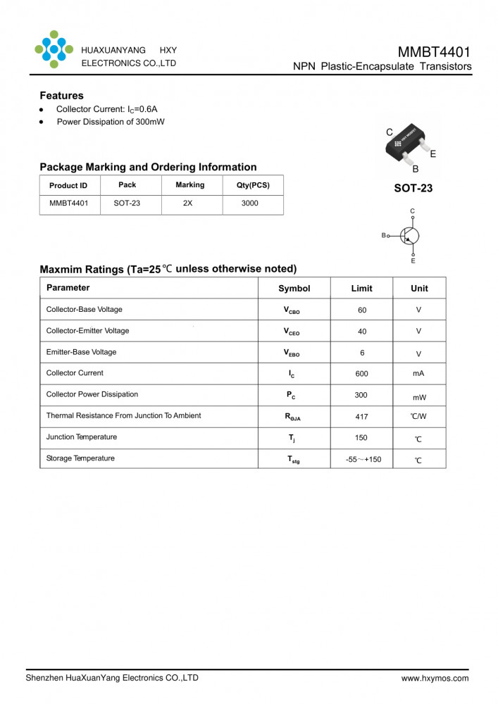 MMBT4401 datasheet page 1