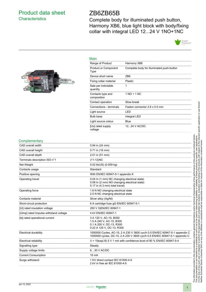 ZB6ZB65B technical document page 1