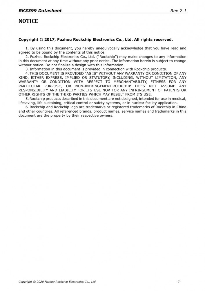 RK3399 datasheet page 7