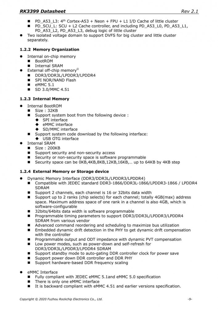 RK3399 datasheet page 9