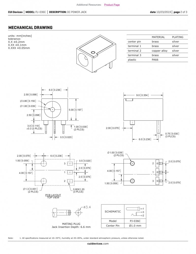 CUI PJ-036C datasheet page 2