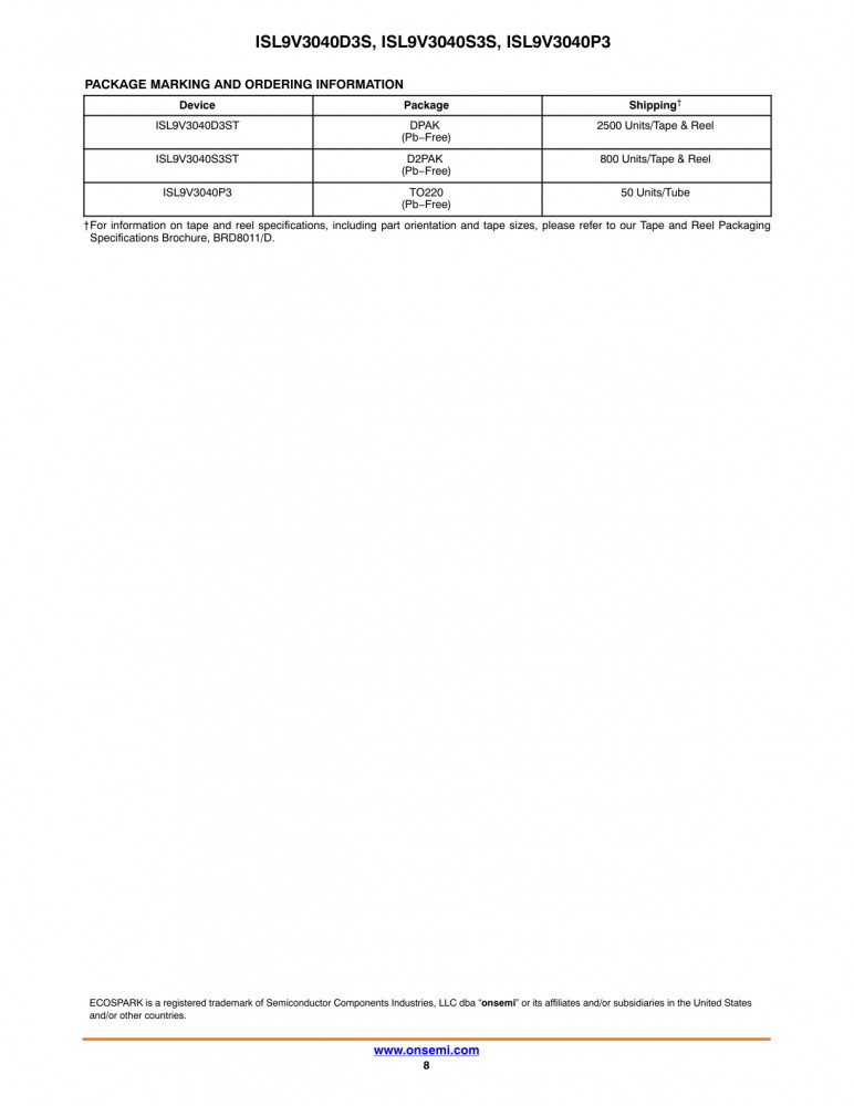 ISL9V3040P3 datasheet page 8