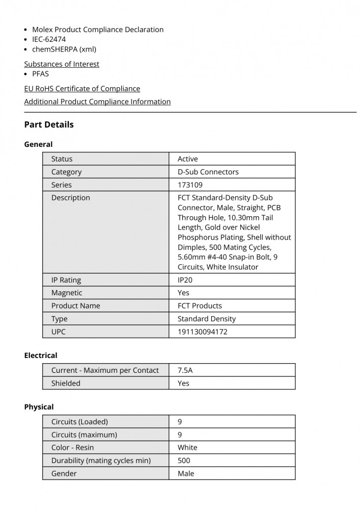 MOLEX 1731091062 product drawing preview, page 2