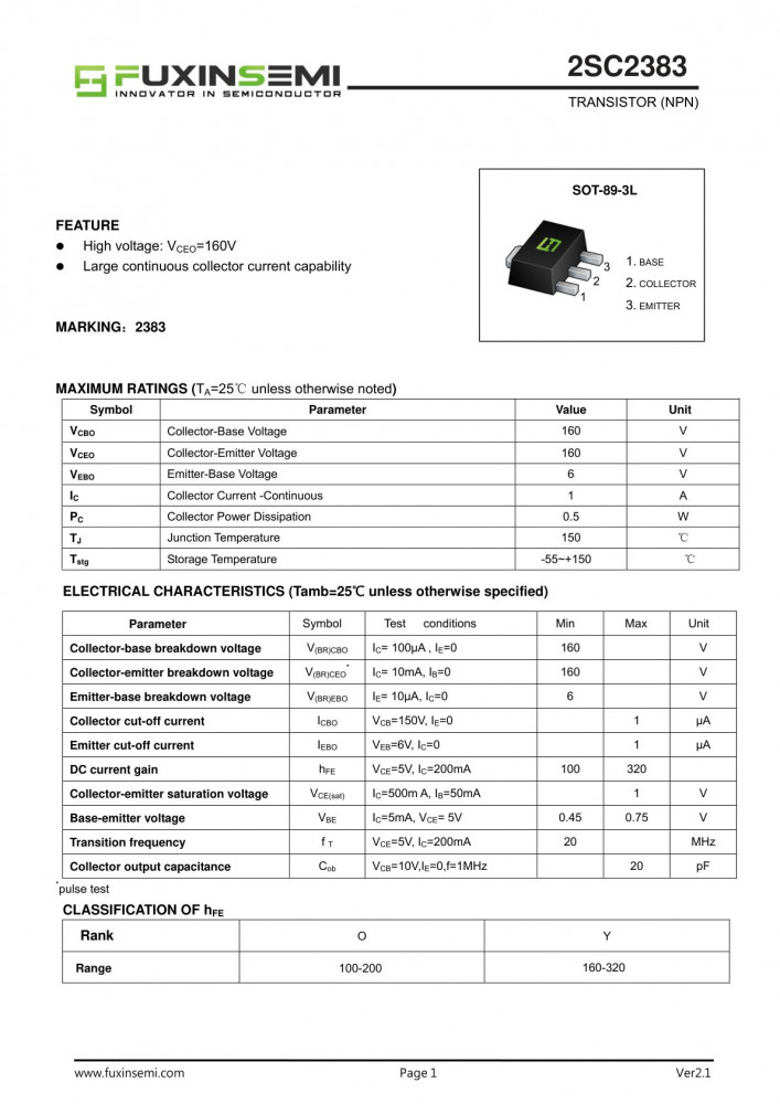 2SC2383 datasheet page 1