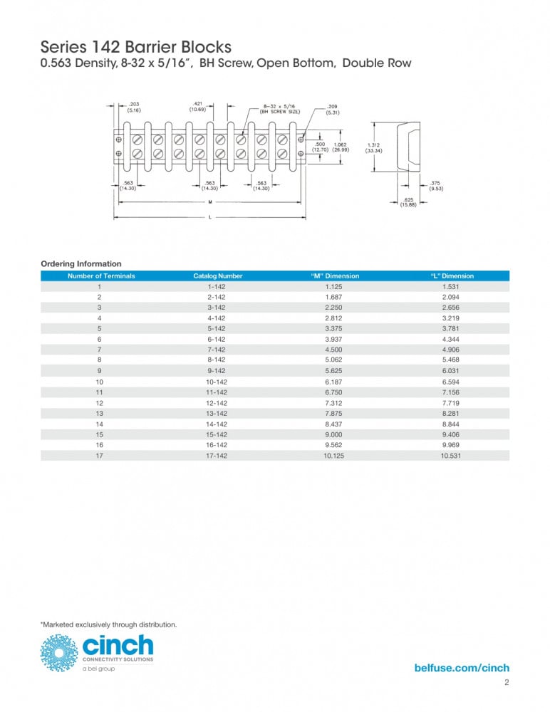 CINCH Series 142 barrier block specification page 2