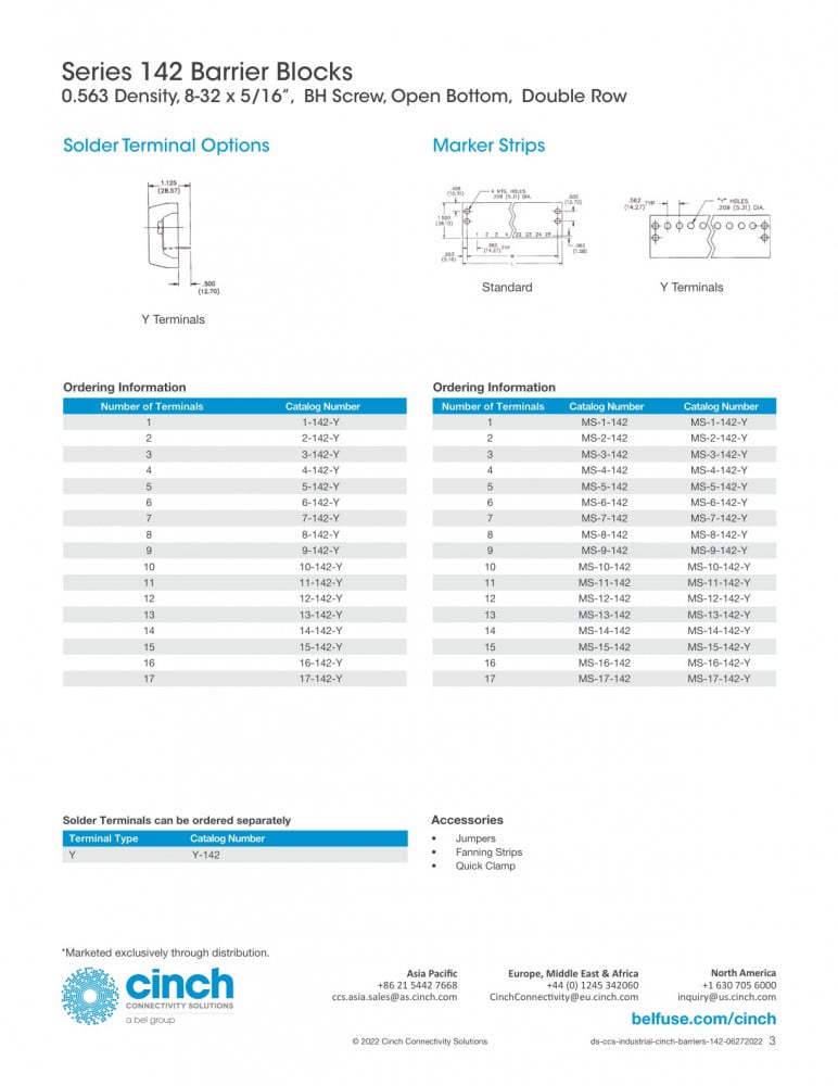 CINCH Series 142 barrier block specification page 3