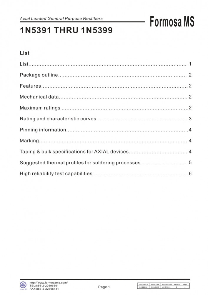 1N5399 datasheet page 1