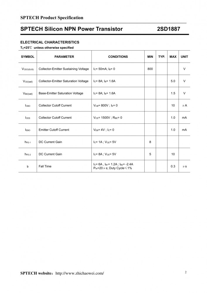 2SD1887 datasheet page 2