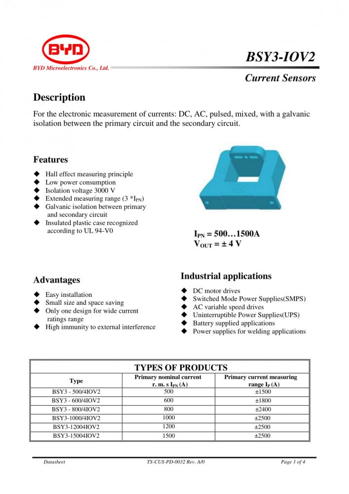 BSY3-800/4IOV2 datasheet page 1