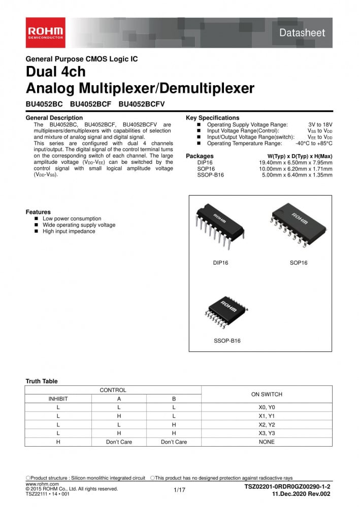 BU4052BC technical document page 1