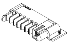 EXTreme Ten60Power Right-Angle Receptacle with Side Guides, 25 Signal Circuits, 10 DC Power Circuits