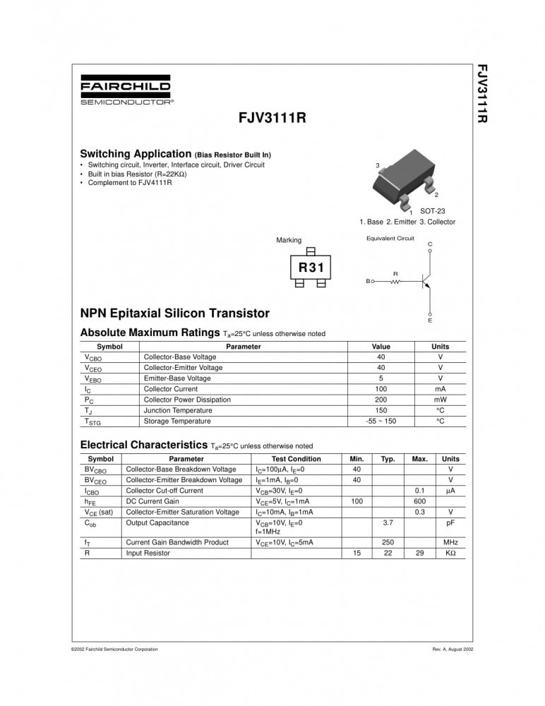 FJV3111R technical document page 1