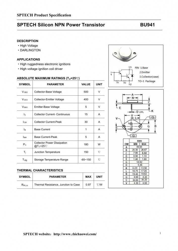 BU941 datasheet page 1