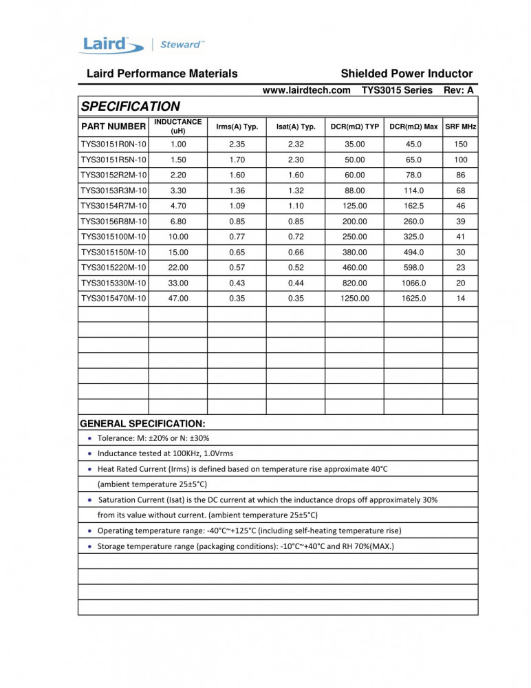 TYS3015 datasheet page 3