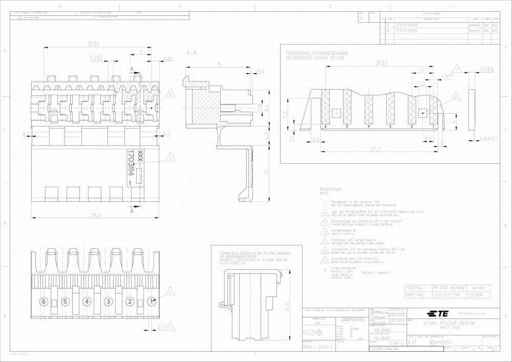 TE Connectivity 1703114-1 controlled drawing preview