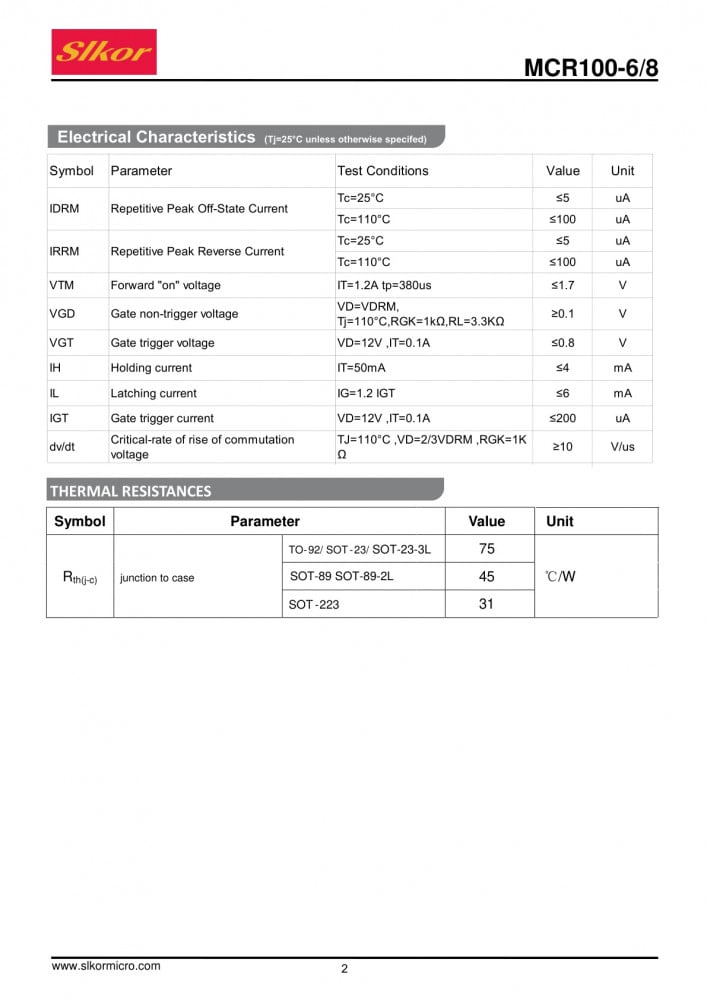 MCR100-6 datasheet page 2