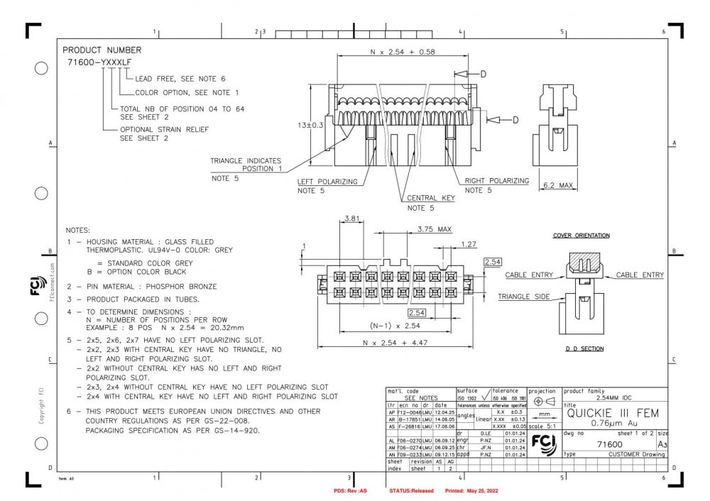 Amphenol 71600 series technical document page 1
