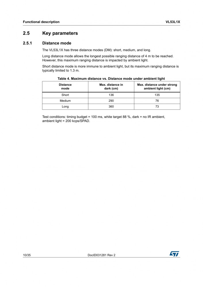 VL53L1CXV0FY/1 datasheet page 10