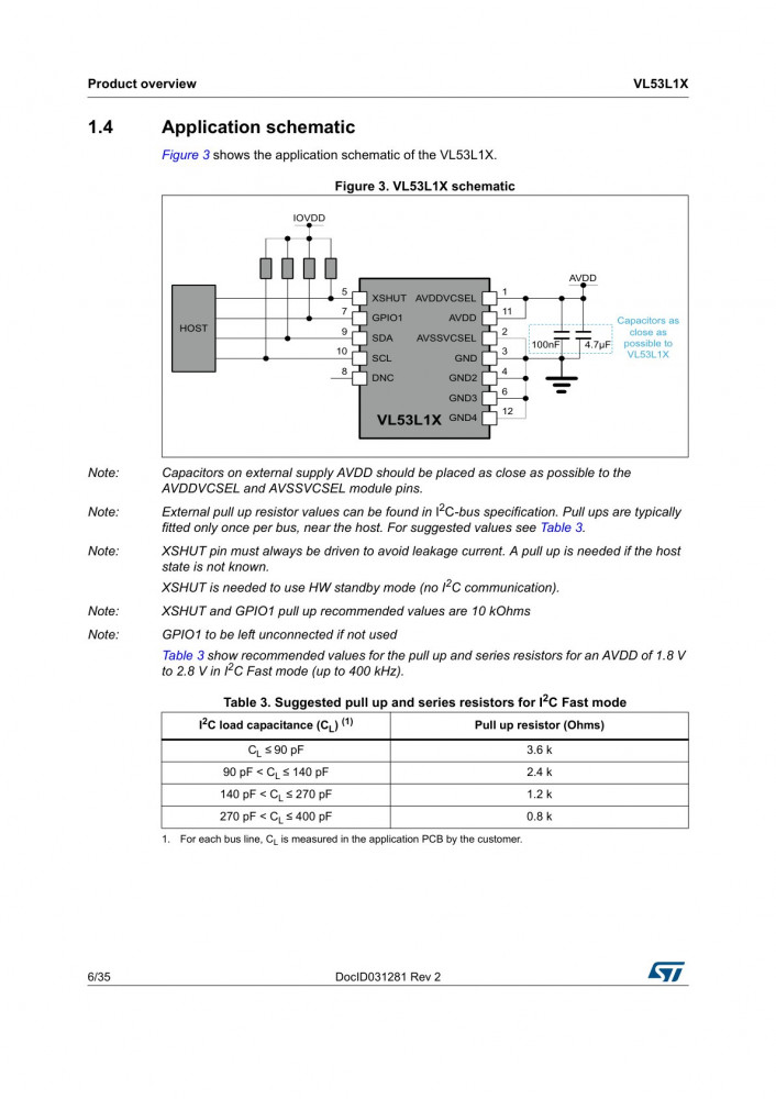 VL53L1CXV0FY/1 datasheet page 6