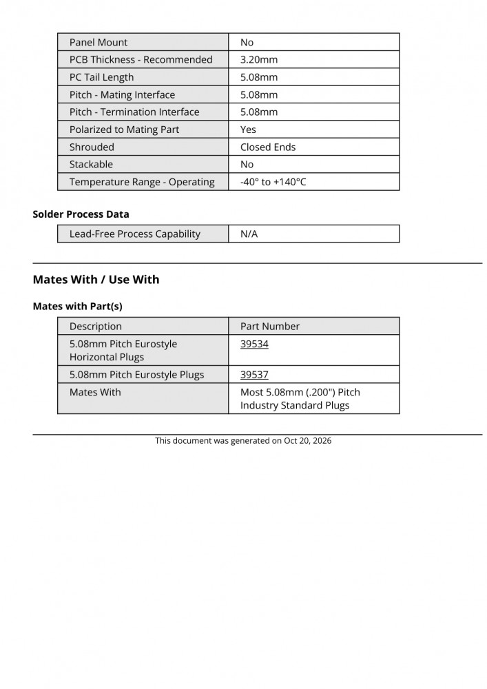 ESE Eurostyle terminal block product specification, page 3
