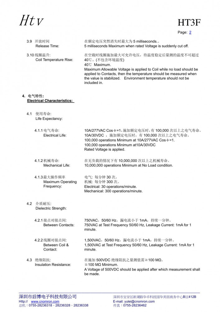 HT3F datasheet page 2